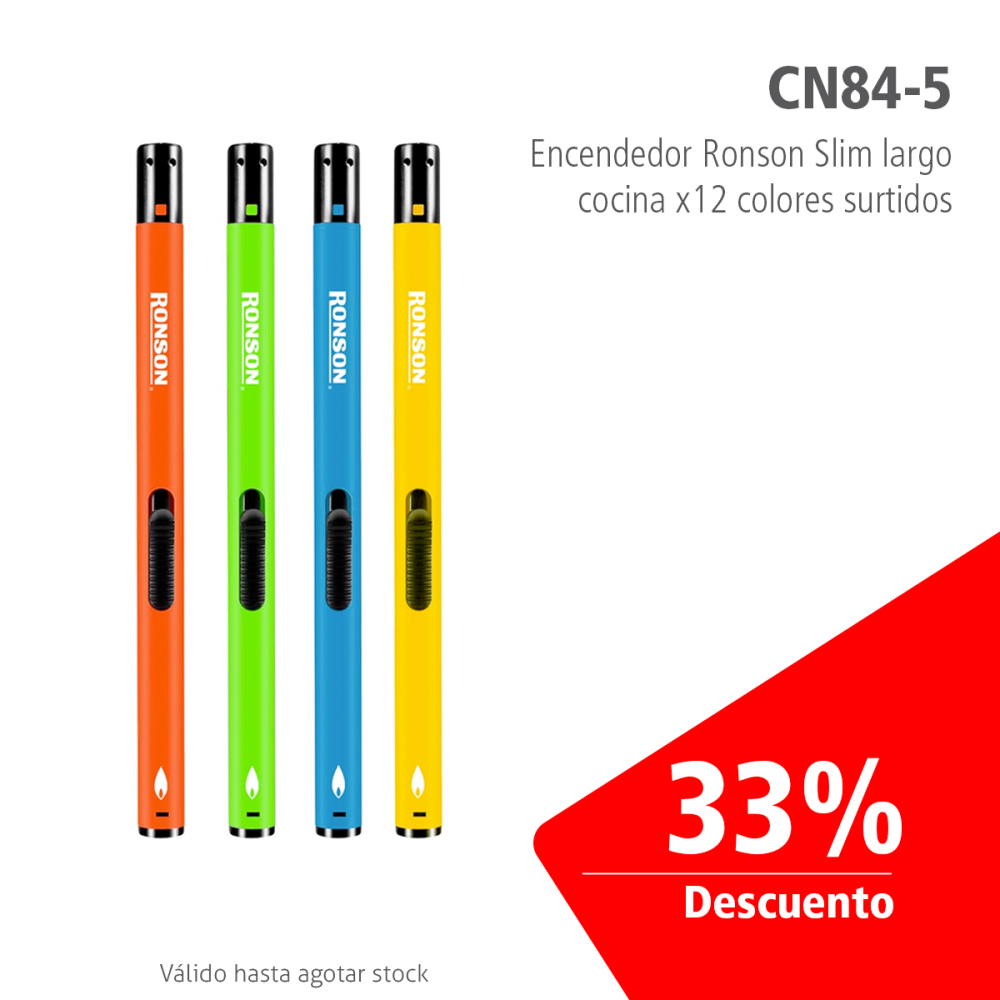 Encendedor Ronson Slim largo cocina x12 colores surtidos – ESPOL